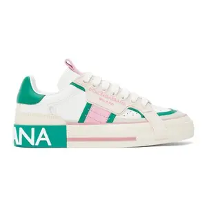 Dolce & Gabbana White & Pink Custom 2.Zero Sneakers In 80995